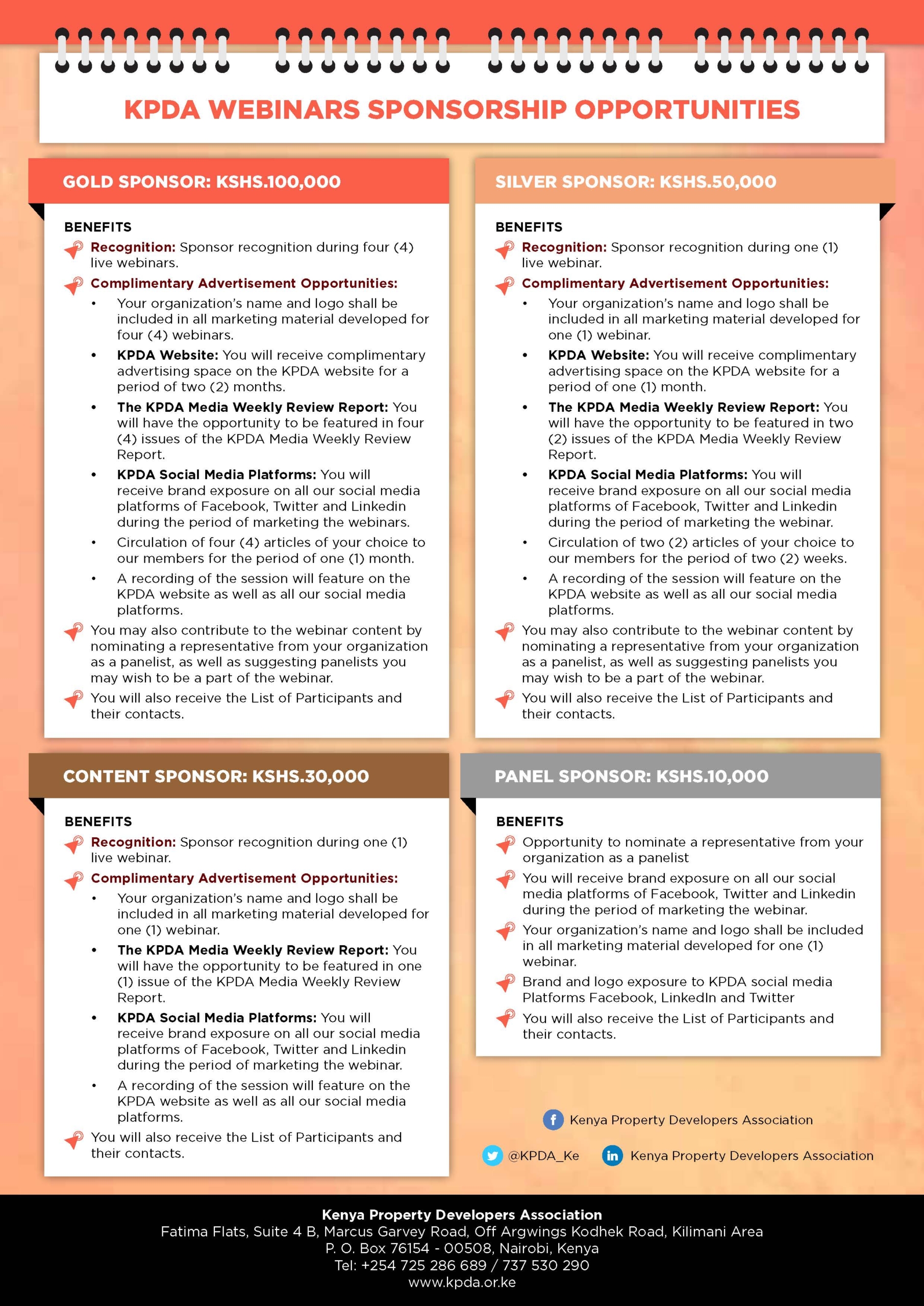 2021 KPDA Calendar of Events – Kenya Property Developers Association