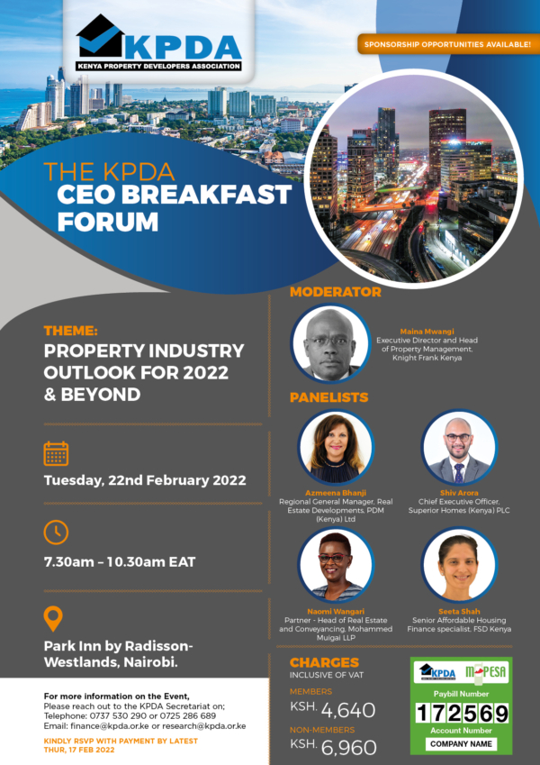 The KPDA CEO Breakfast Forum, Tuesday 22nd February 2022 at Park Inn by ...