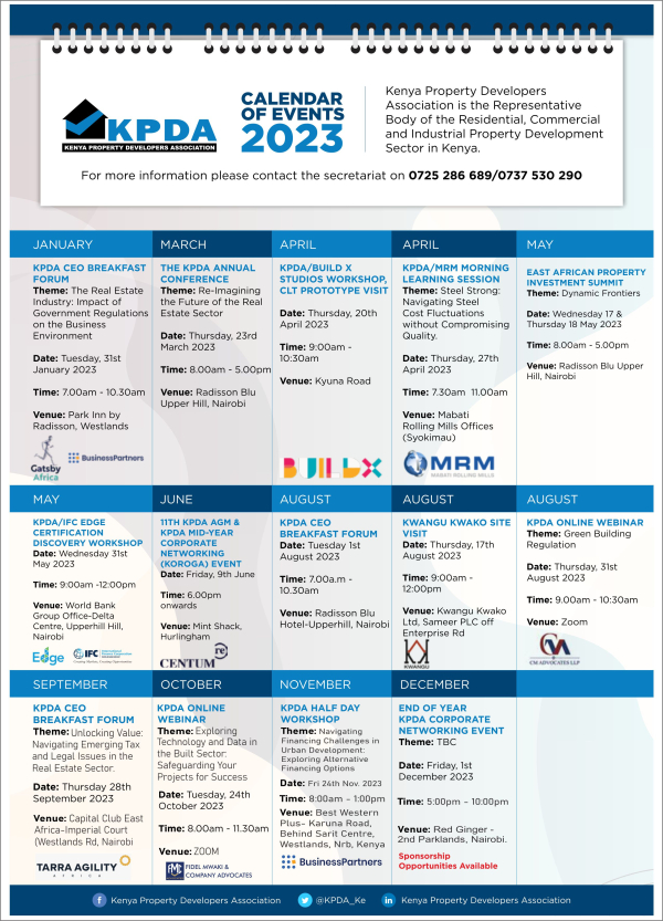 2023 KPDA Calendar of Events – Kenya Property Developers Association